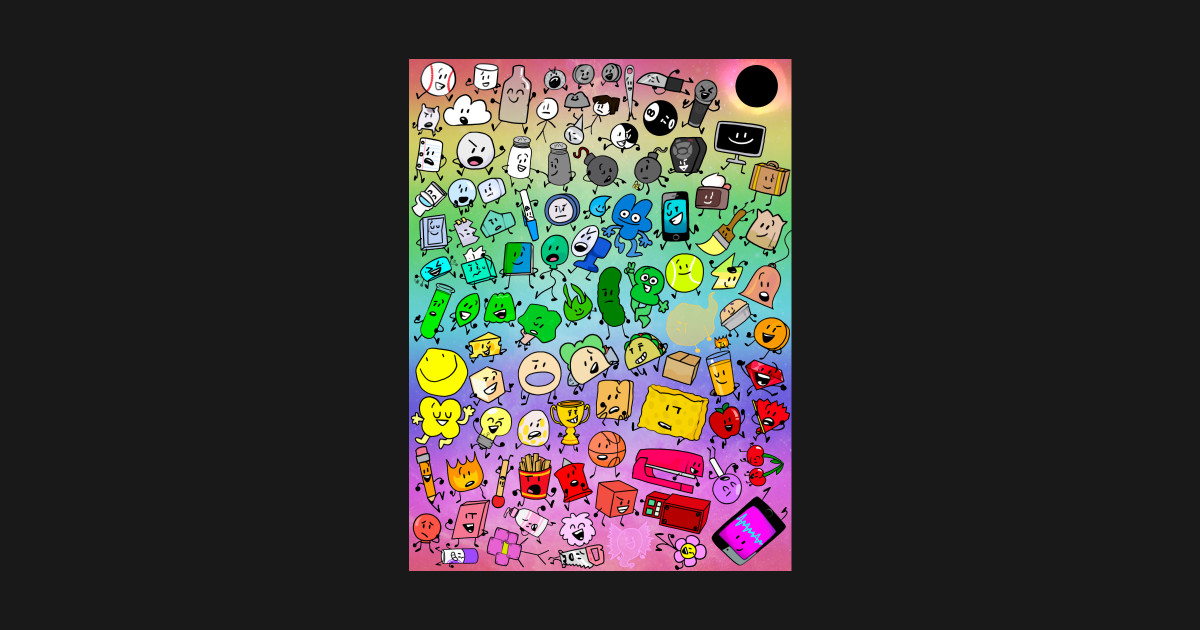 BFDI Inanimate Insanity All Characters (Rainbow) - Bfb - T-Shirt ...