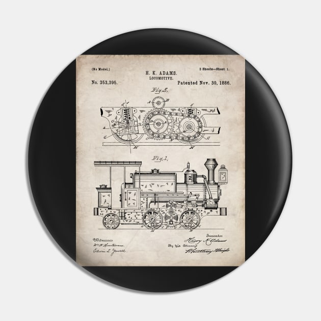 Steam Train Patent - Steam Locomotive Art - Antique - Steam Train - Pin ...