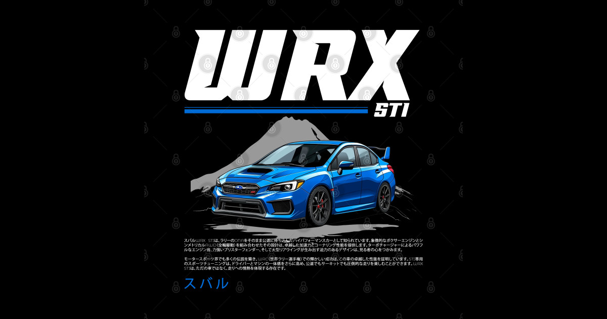 Blue Subaru WRX STI Cartoon - Jdm Car - Sticker | TeePublic