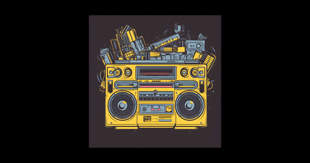 Ghetto Blaster Boom Box 80s Hip-Hop Stereo - Boombox - Sticker | TeePublic