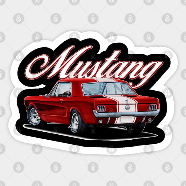 Red Classic Mustang - Red Classic Mustang - Sticker | TeePublic