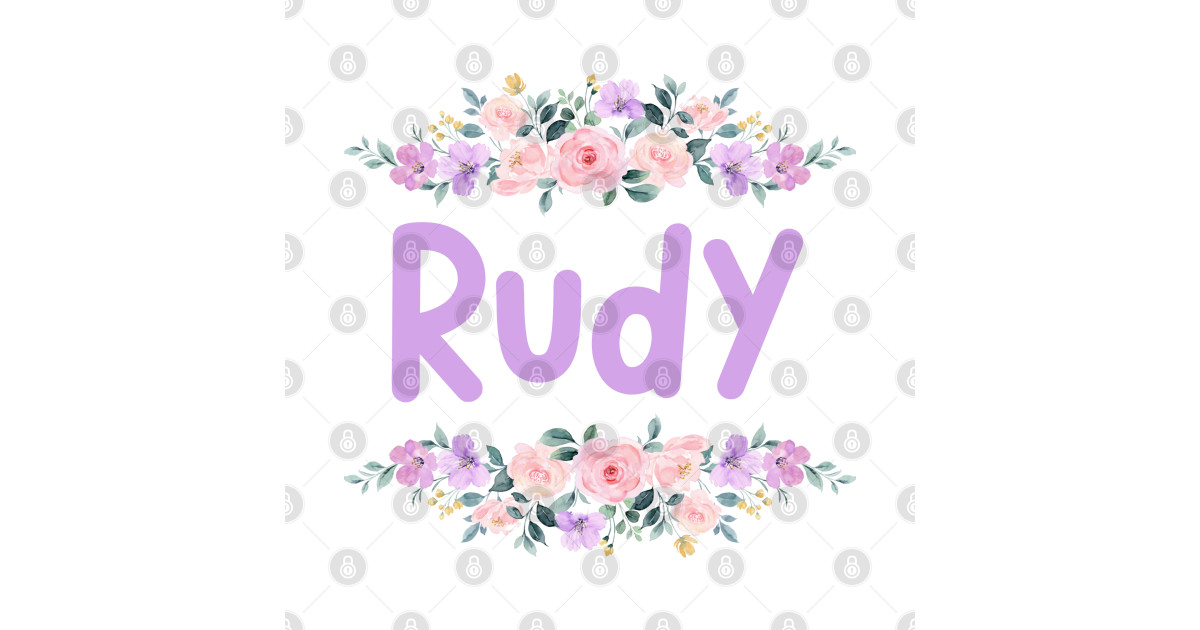 Purple Flower Rudy Name Label - Purple Flower Rudy Name Label - T-Shirt ...