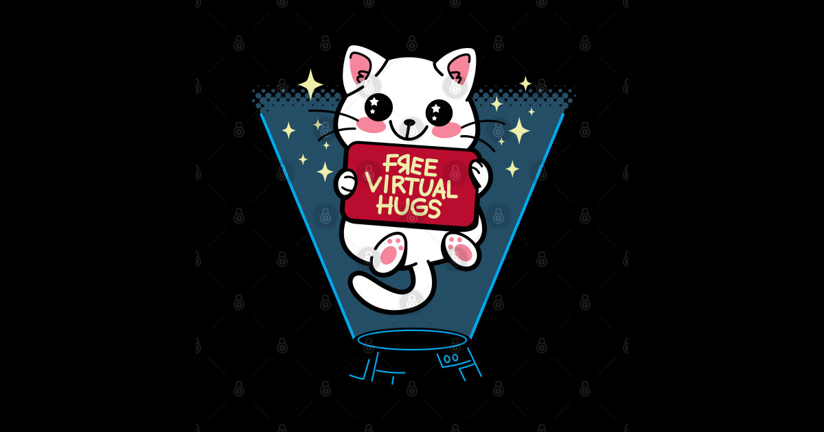 free Virtual Hugs - Kawaii Cats - Sticker | TeePublic