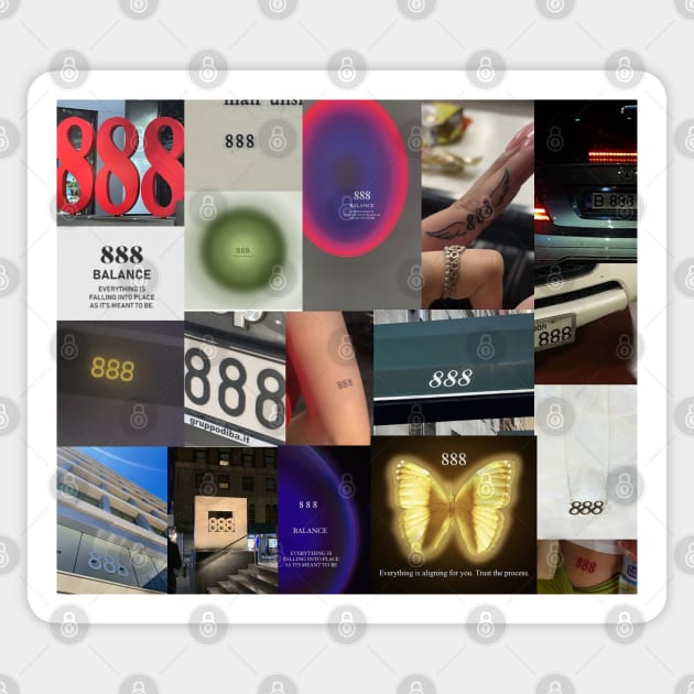 888 angel number aesthetic collage - Angel Numbers - Sticker | TeePublic