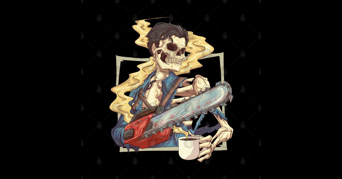 Skeleton Demon Defender - Groovy Design - Terror Movie - Sticker ...