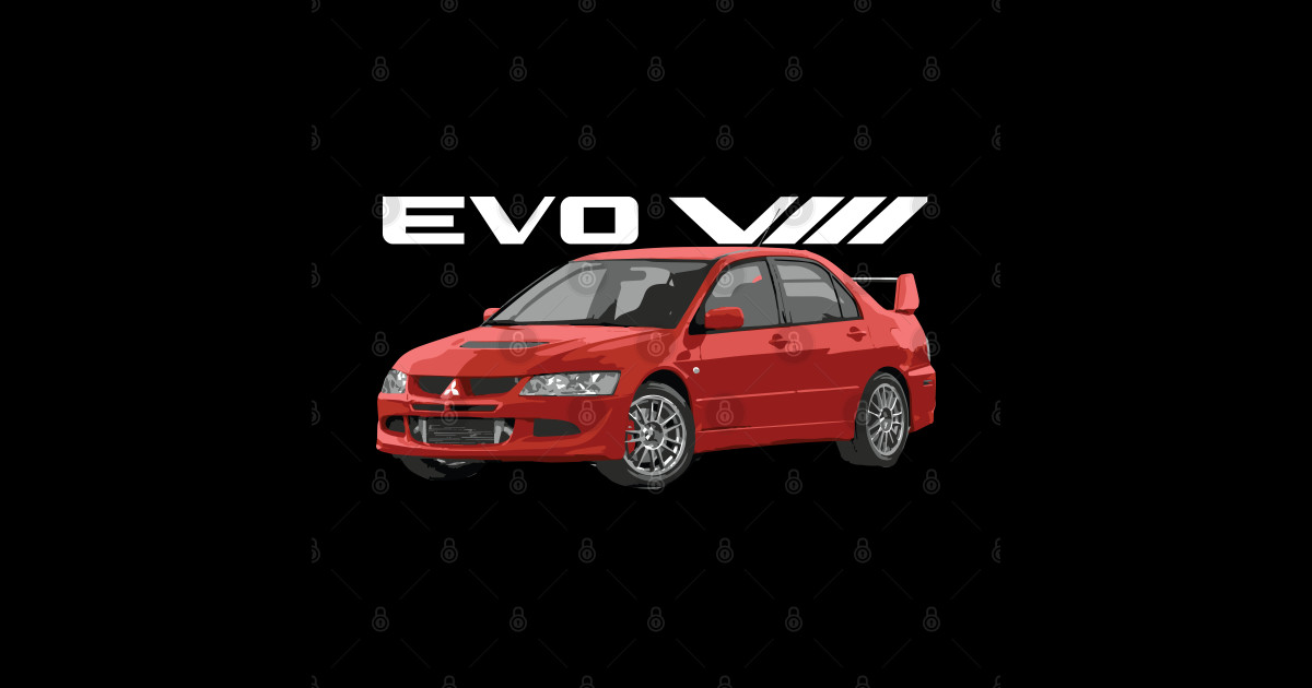 rally red evo 8 - Mitsubishi Lancer Evolution - Sticker | TeePublic