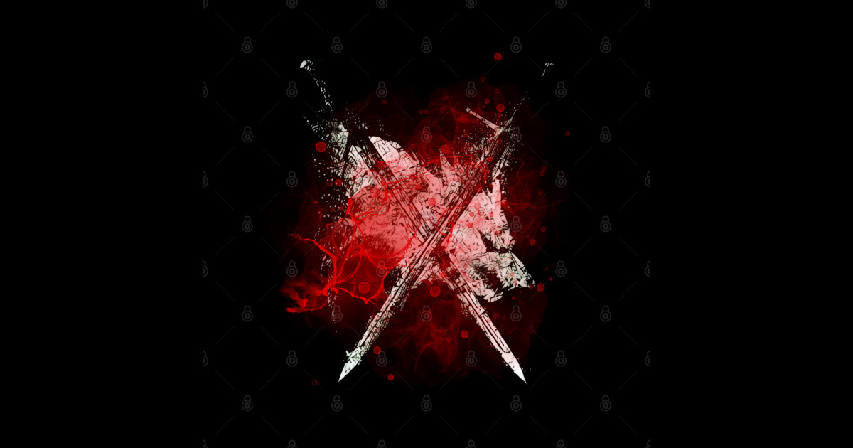 The Wolf Crossed Swords - Red - Witcher - Sticker | TeePublic