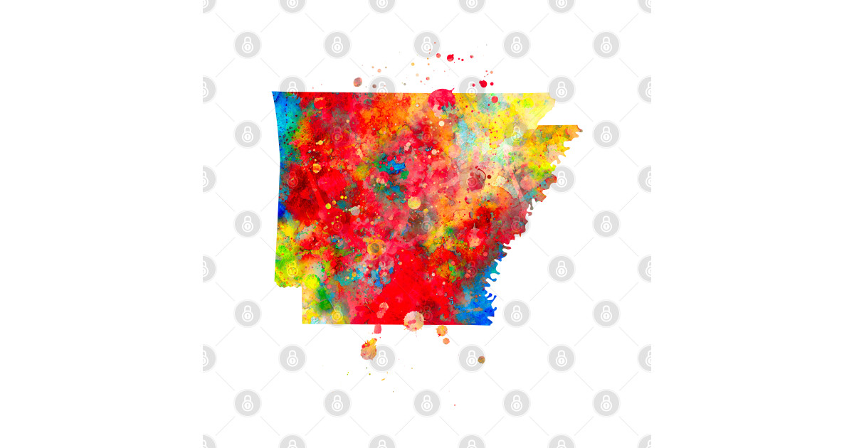 Arkansas State Watercolor Map Painting - Arkansas - T-Shirt | TeePublic