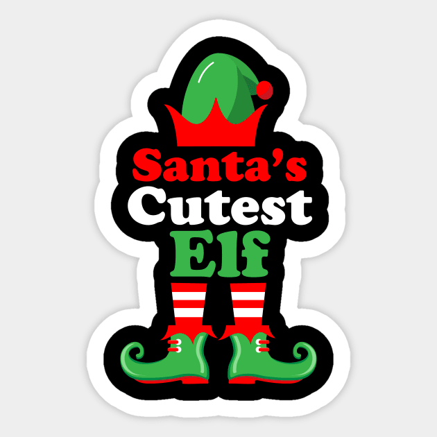 Santa's Cutest Elf logo - Christmas - Sticker | TeePublic