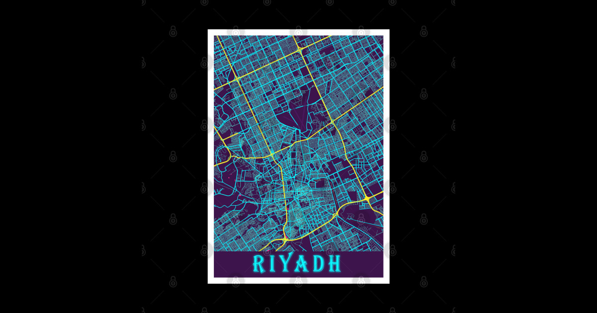 Riyadh Neon City Map, Riyadh Minimalist City Map Art Print - Riyadh ...