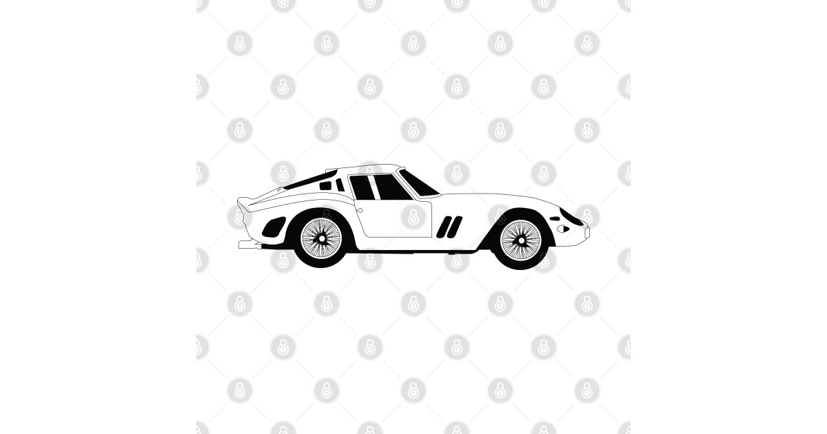 250 GTO Black Outline - Car - T-Shirt | TeePublic
