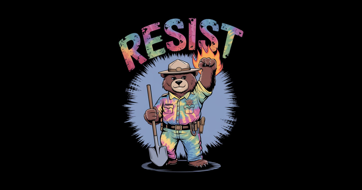Tie Dye Distressed Smokey Resist Bear Nation Park - Tie Dye Distressed ...