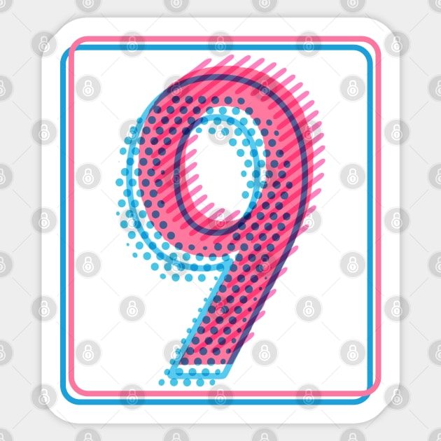 My lucky number Nine 9 - Number - Sticker | TeePublic