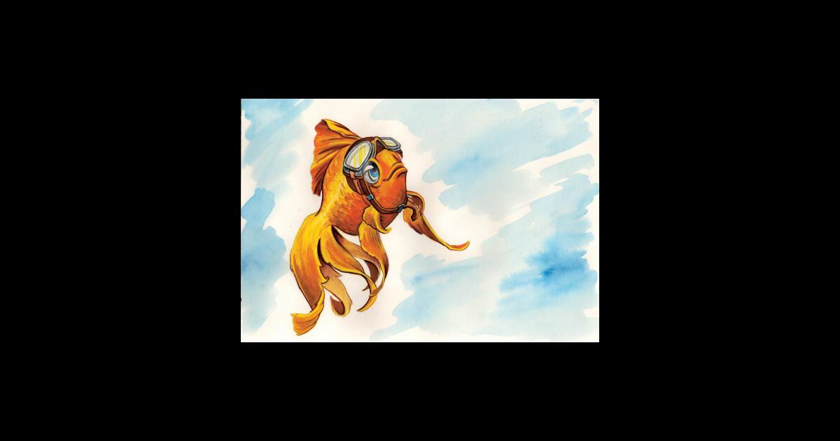 Aviator Fish Heading Out for new Adventures - Fish - Sticker | TeePublic