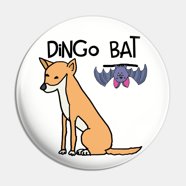 Funny Dingo Bat Pun Cartoon - Dingo - Pin | TeePublic