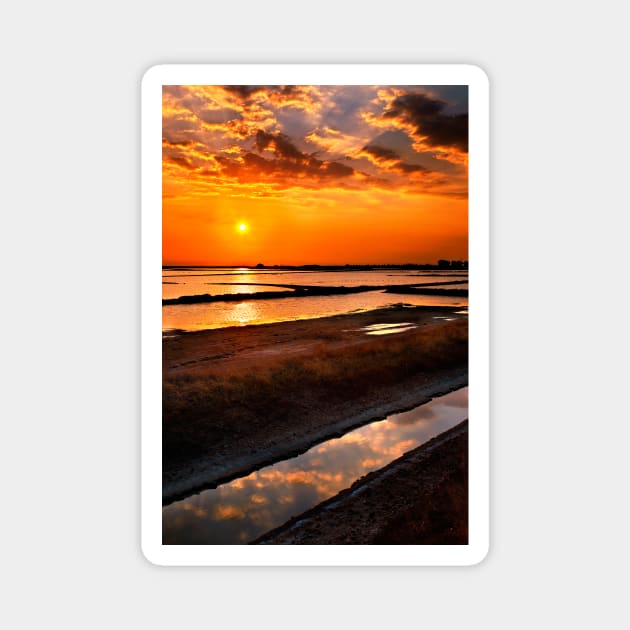 Angelochori lagoon sunset - Alykes - Magnet | TeePublic