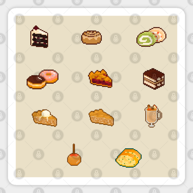 Desserts + garlic bread pixel art - Desserts - Magnet | TeePublic