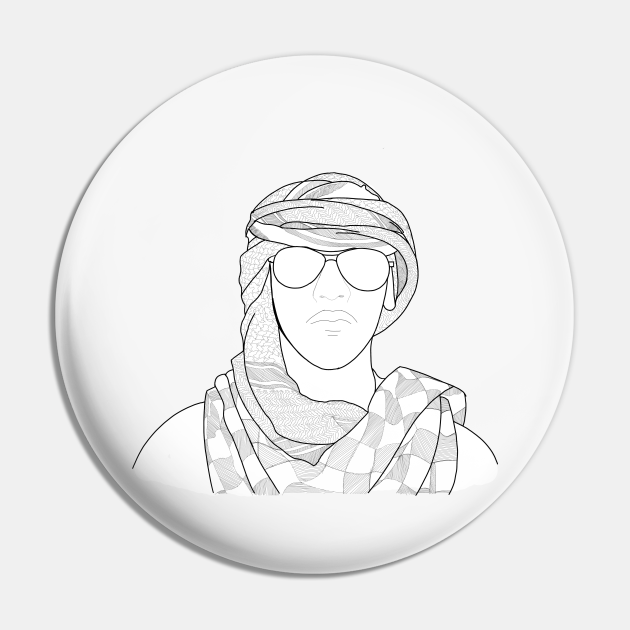 Arab man line art portrait - Arabian - Pin | TeePublic