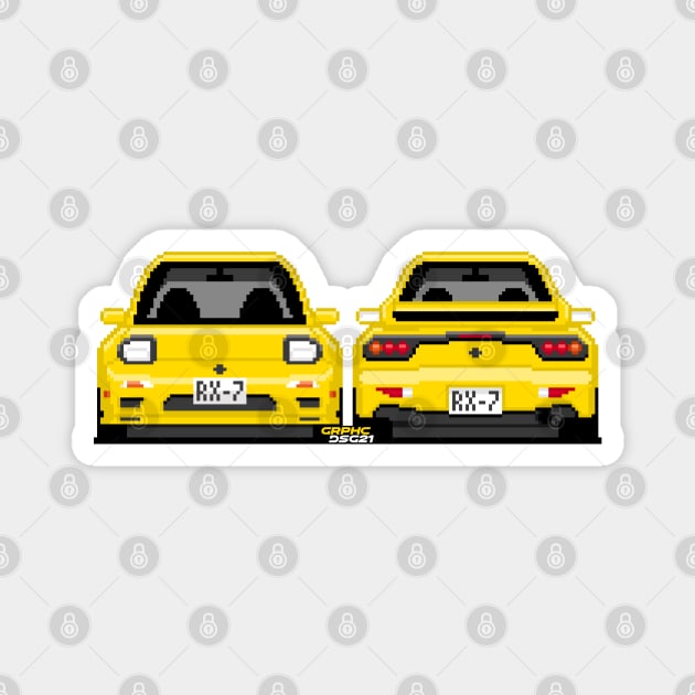Mazda RX-7 Initial-D JDM Pixel Art - Rx7 - Magnet | TeePublic
