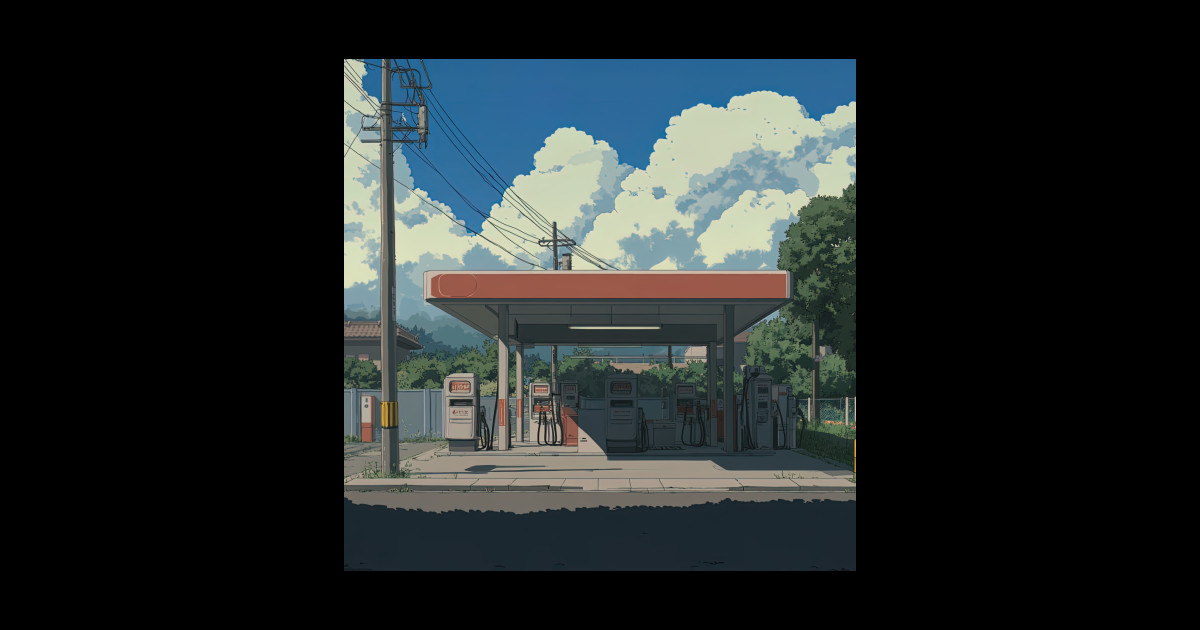 Gas station | Anime style - Gas Station - Sticker | TeePublic