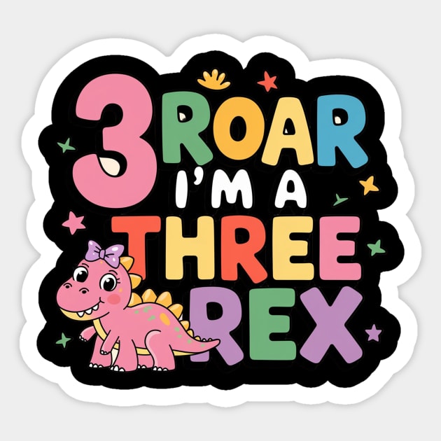 3rd Birthday Dinosaur T-Rex - 3rd Birthday - Sticker | TeePublic