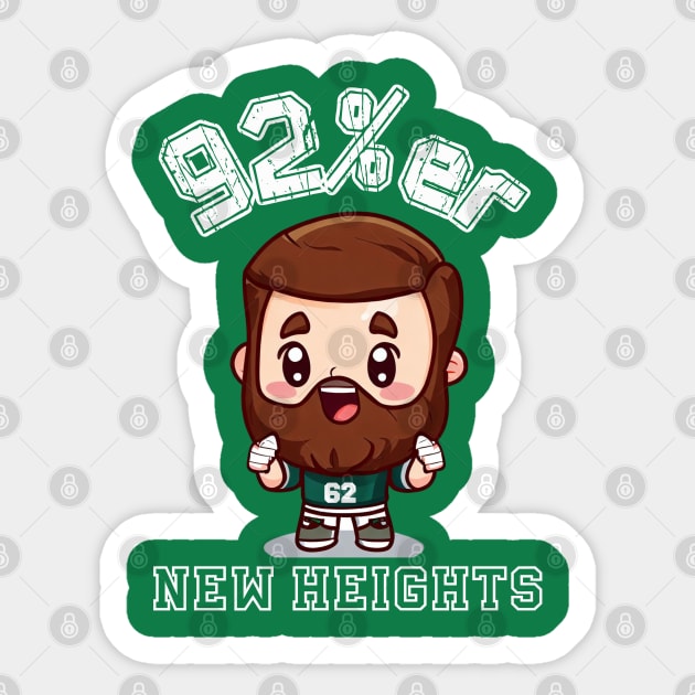New Heights 92%-er Jason Kelce Kawaii - Jason Kelce - Sticker | TeePublic