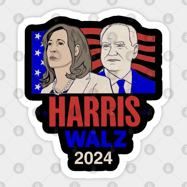 Harris Walz US flag Kamala Harris and Tim Walz - Harris Walz - Sticker ...