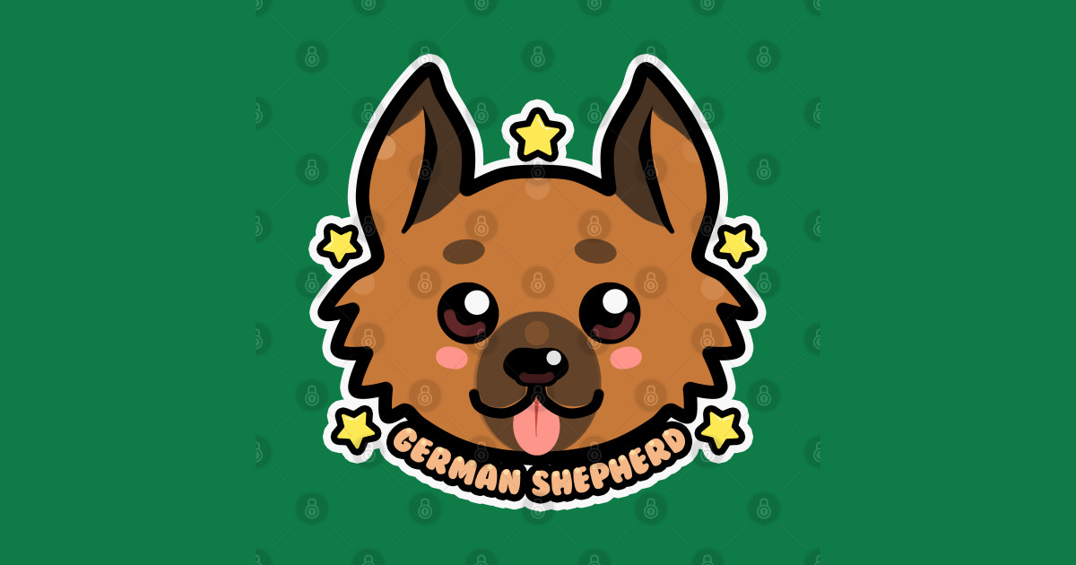 KAWAII Chibi German Shepherd Dog Face - German Shepherd - T-Shirt ...
