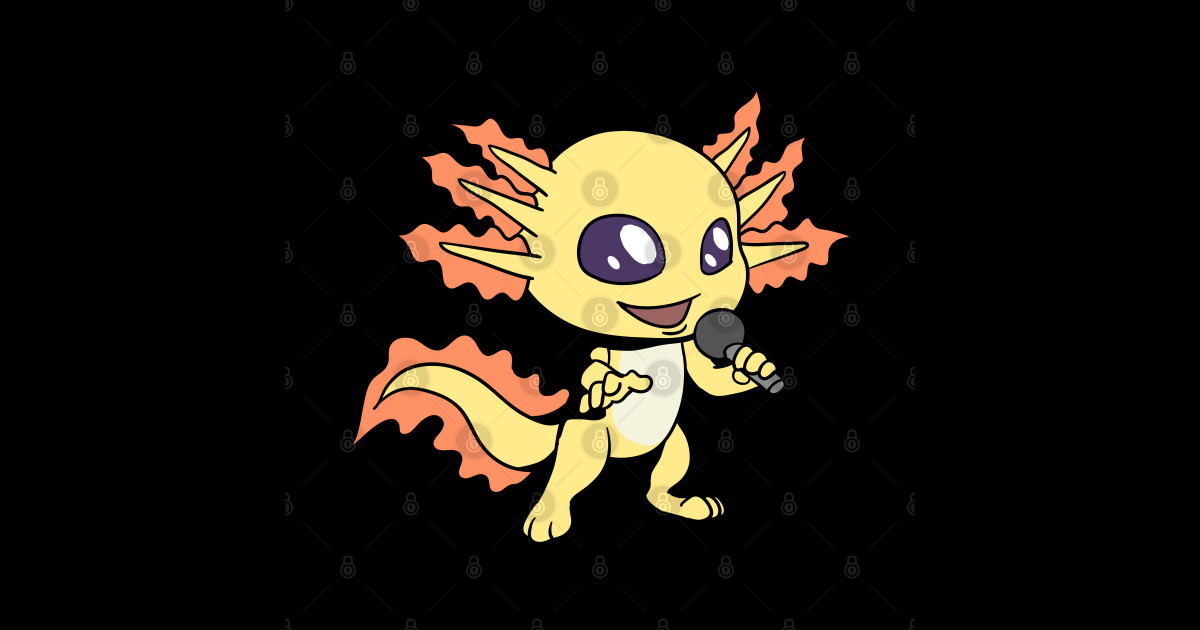 Singing amphibian with microphone - axolotl - Axolotl Singer - Pin ...