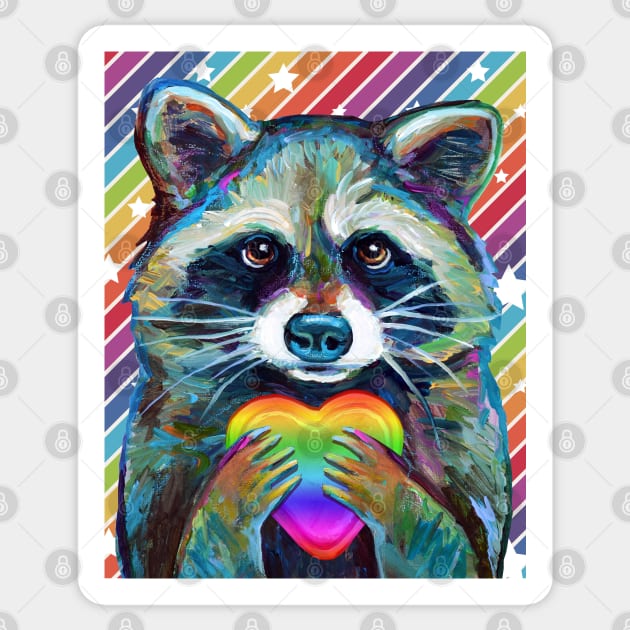 RAINBOW PRIDE RACCOON - Rainbow - Sticker | TeePublic
