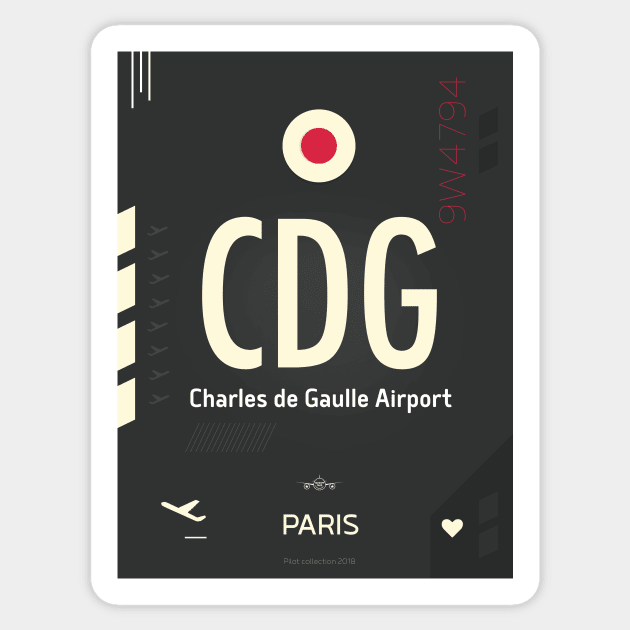 CDG Charles de Gaulle Airport - Airport Tags - Sticker | TeePublic
