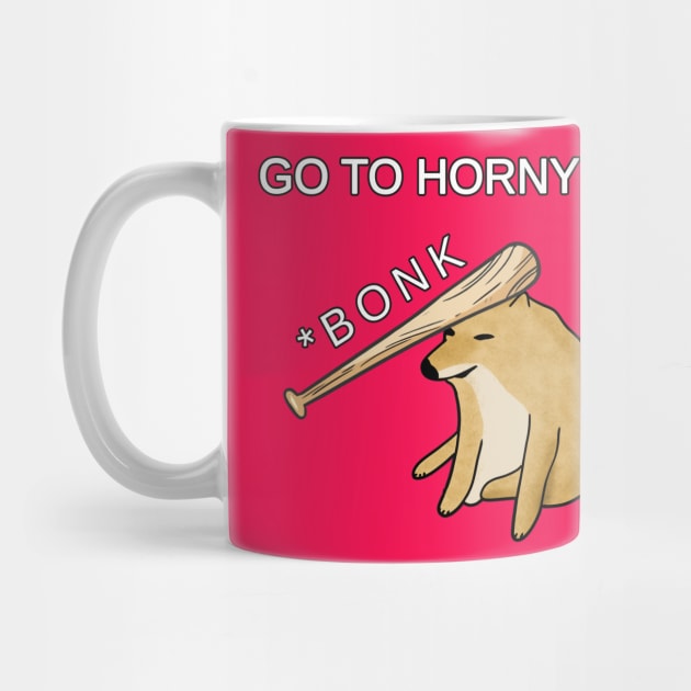 BONK: Go To Horny Jail Meme. Doge Baseball Bat Meme - Bonk - Mug ...