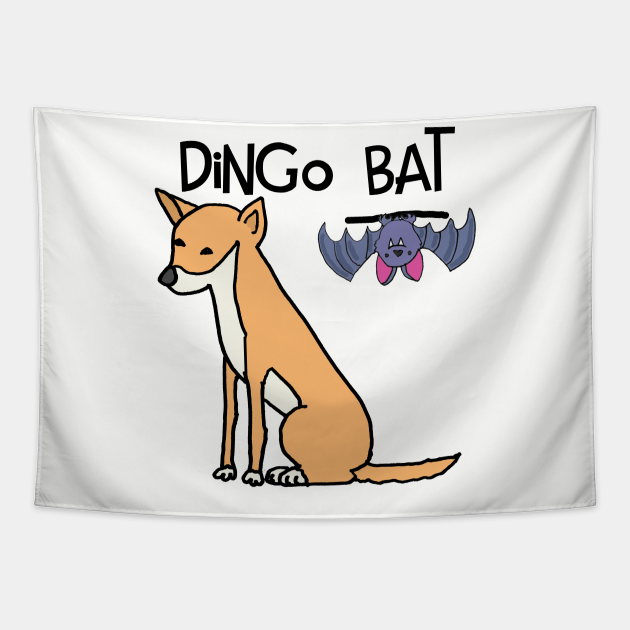 Funny Dingo Bat Pun Cartoon - Dingo - Tapestry | TeePublic