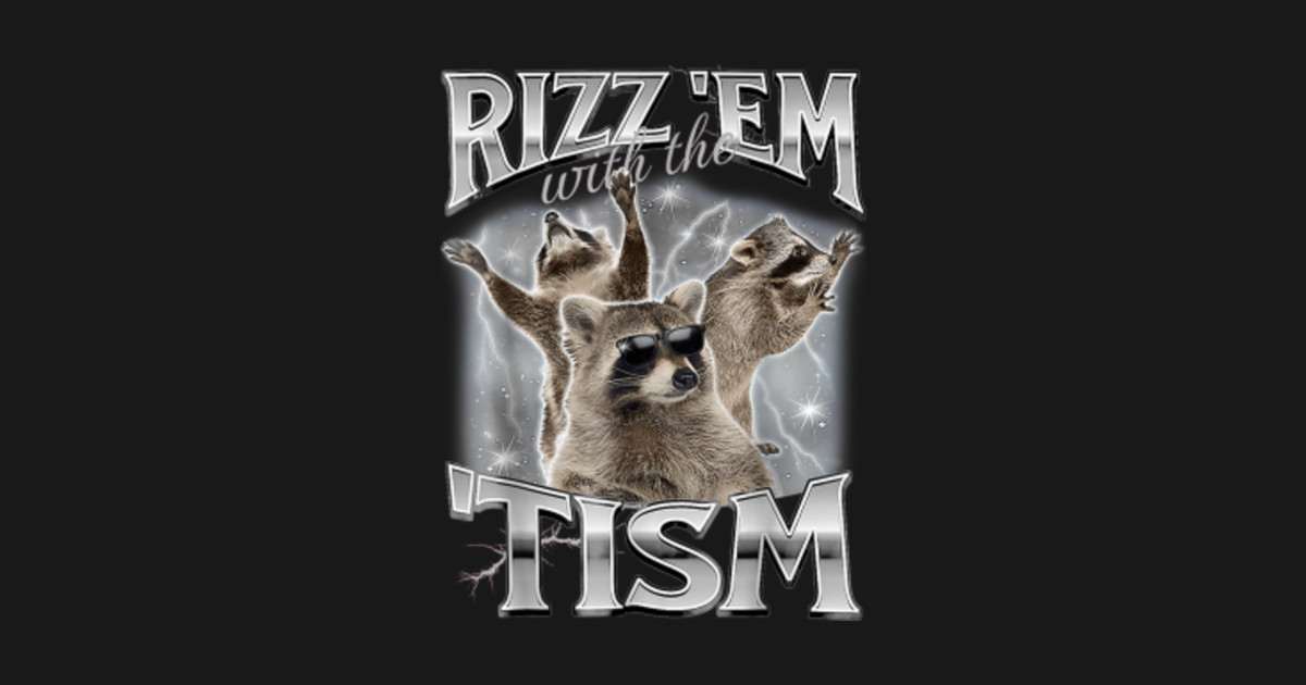 Rizz Em With The Tism Meme Autistic Raccoon Funny - Retro Meme Autistic ...
