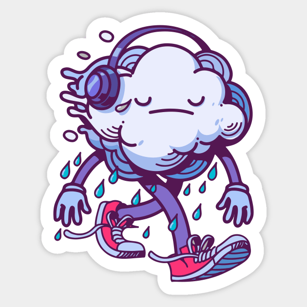Sad Songs Storm Cloud Crying Rain - Sad Storm Cloud - Sticker | TeePublic