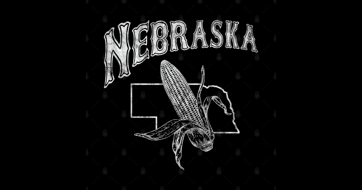 Vintage Nebraska Design with state and corn image - Nebraska - Sticker ...