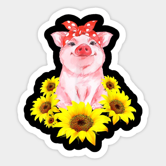 Cute Piggy With Sunflower Tiny Pig With Bandana - Cute Piggy With ...