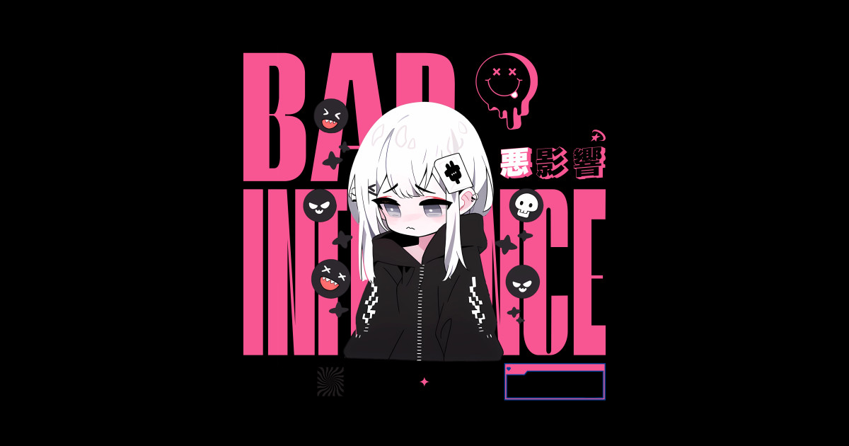 Bad Influence Cute Anime Girl y2k - Anime And Manga - Sticker | TeePublic