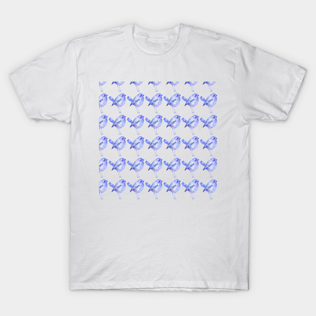 Blue Bird Pattern in Blue Watercolor - Flying - T-Shirt | TeePublic
