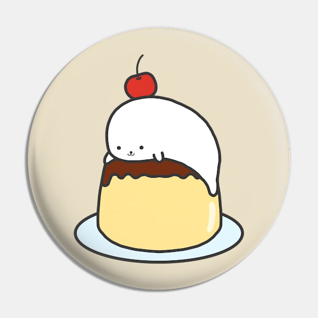 Seal on Pudding Kawaii Cute Anime Seal Animal Cherry Japanese Harajuku ...