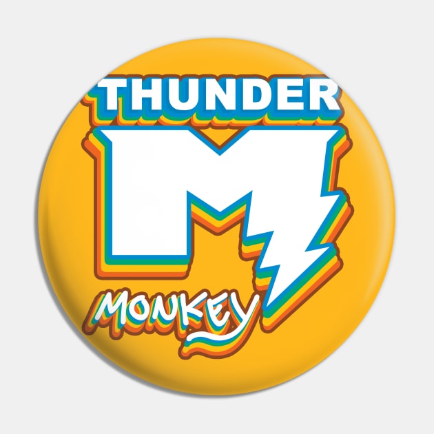 Thunder Monkey Retro Logo - Thunder Monkey - Pin | TeePublic