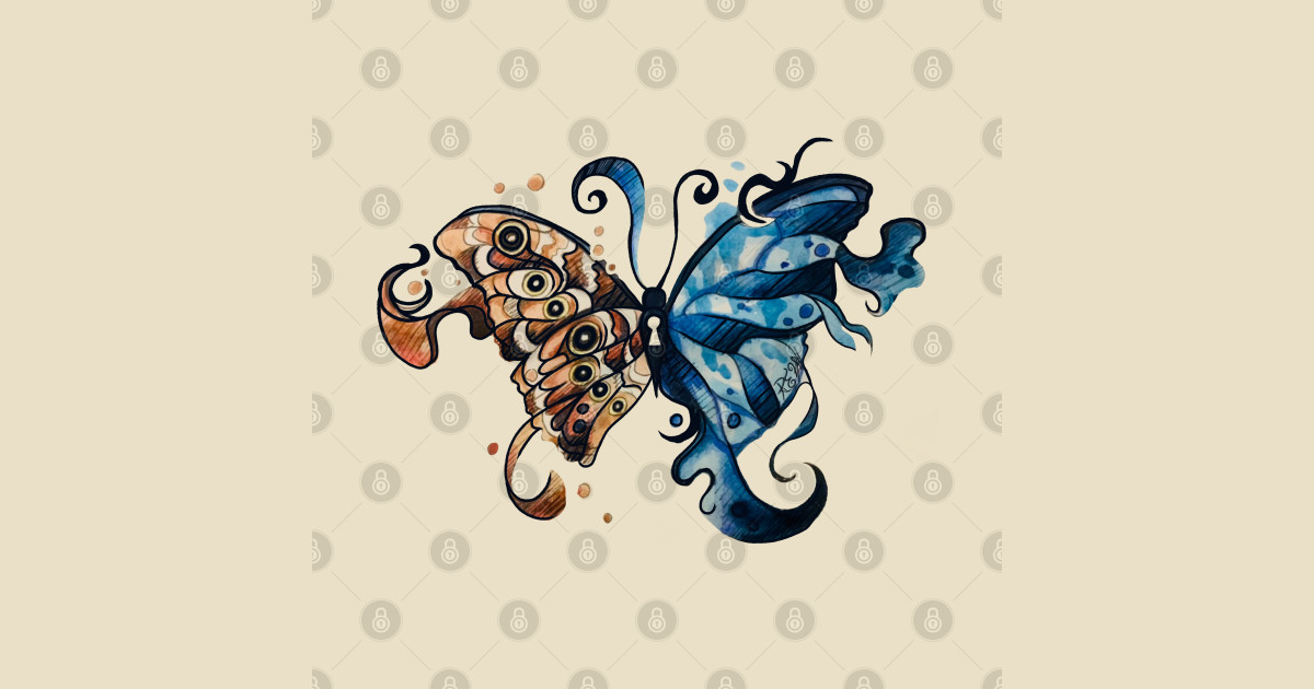 Blue Morpho Lock - Butterfly Wings - T-Shirt | TeePublic