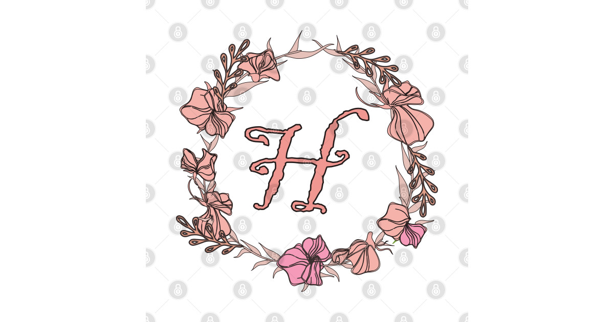 Letter H Rose Pink Initial Monogram - Letter h - Letter H - Sticker ...