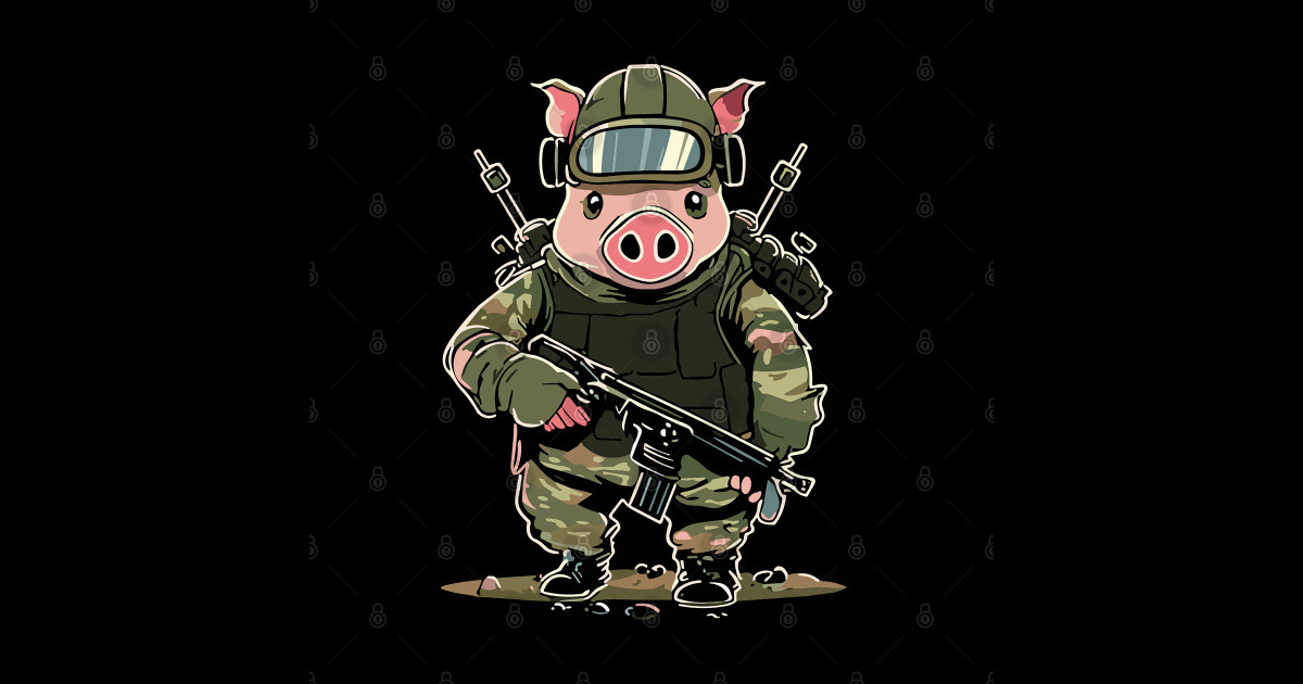 Soldier Pig Army Military Pig - Soldier Pig Army Military Pig - Sticker ...