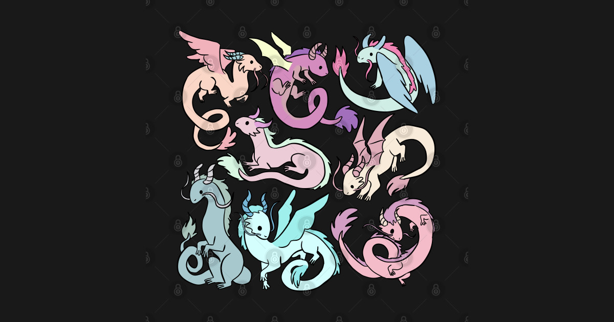 Cute dragons illustration - Cute Dragon - T-Shirt | TeePublic