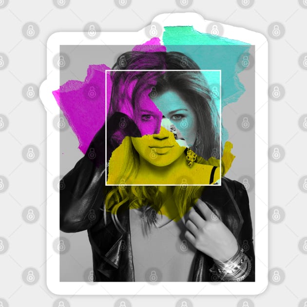 KC Face CMYK - Kelly Clarkson - Sticker | TeePublic