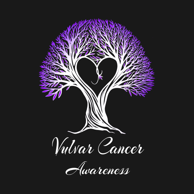 Vulvar Cancer Awareness Purple Ribbon Tree With Heart Vulvar Cancer