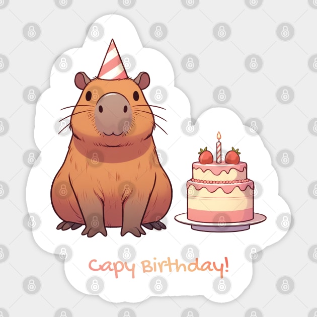 Cappy Capy Birthday Capybara - Capy Birthday - Sticker | TeePublic