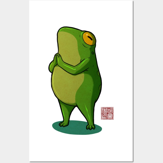 Yoga Frog Prayer Pose Sun Salutation - Frog - Posters and Art Prints ...