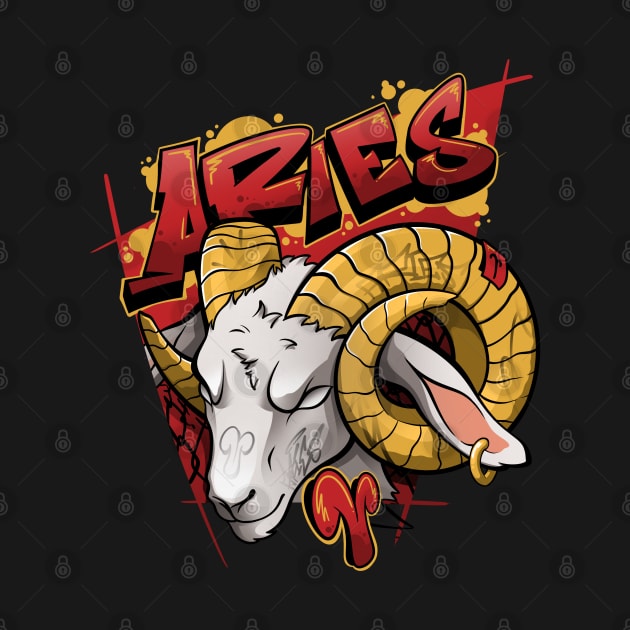 Zodiac Aries graffiti style - character - Aries - T-Shirt | TeePublic